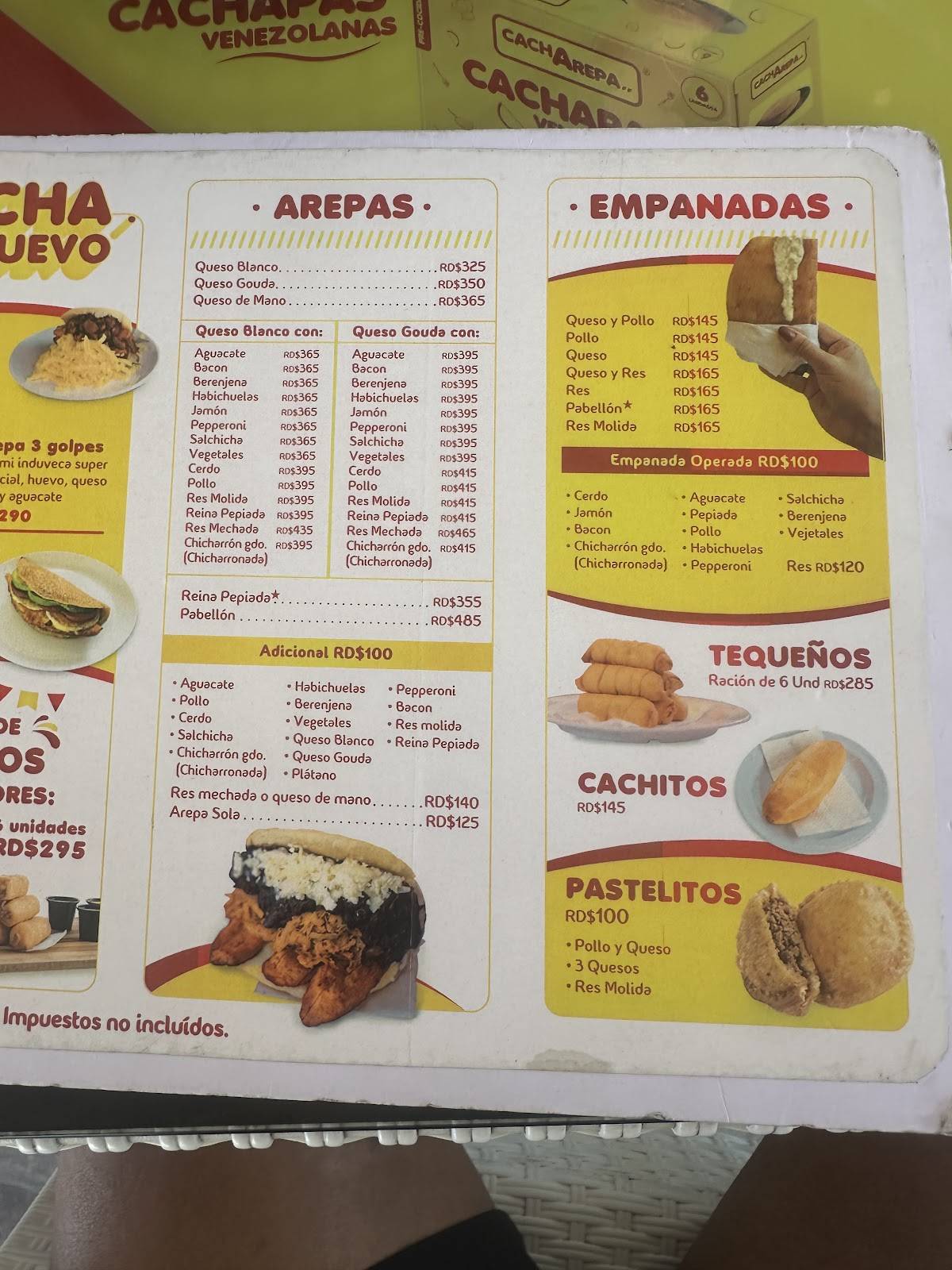 Carta del restaurante CachArepa, Santo Domingo, Av. Sarasota
