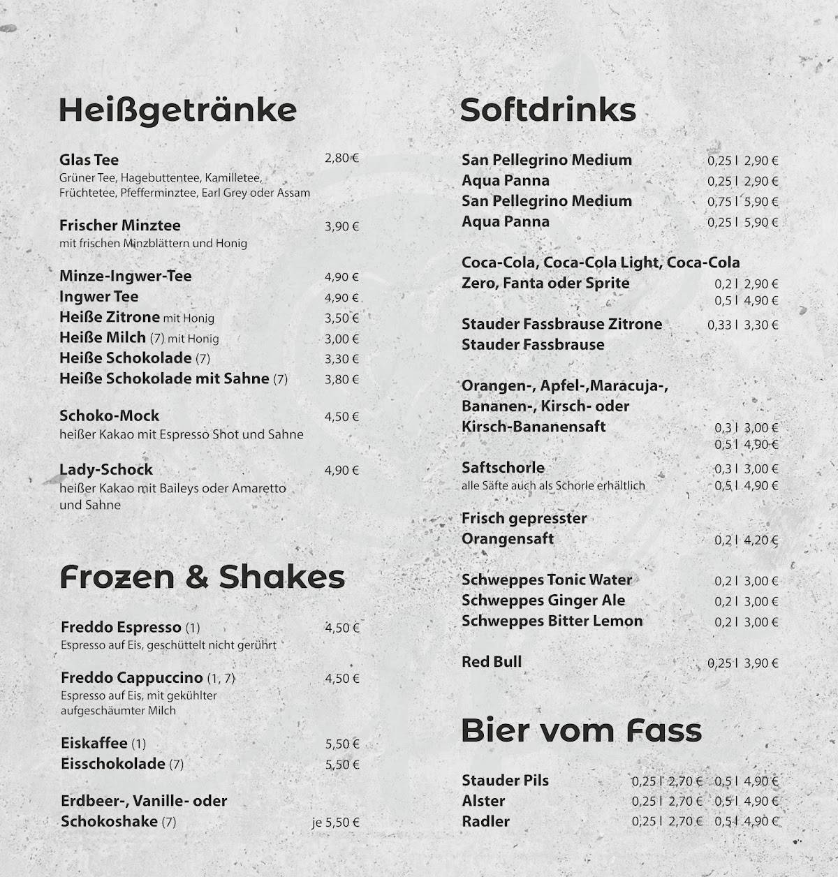 Speisekarte von Café Mocca restaurant, Essen