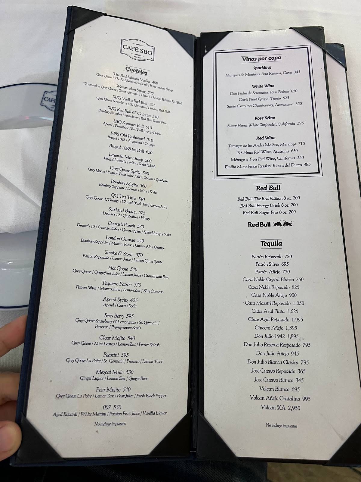Carta de Café SBG BlueMall, Santo Domingo, Blue Mall