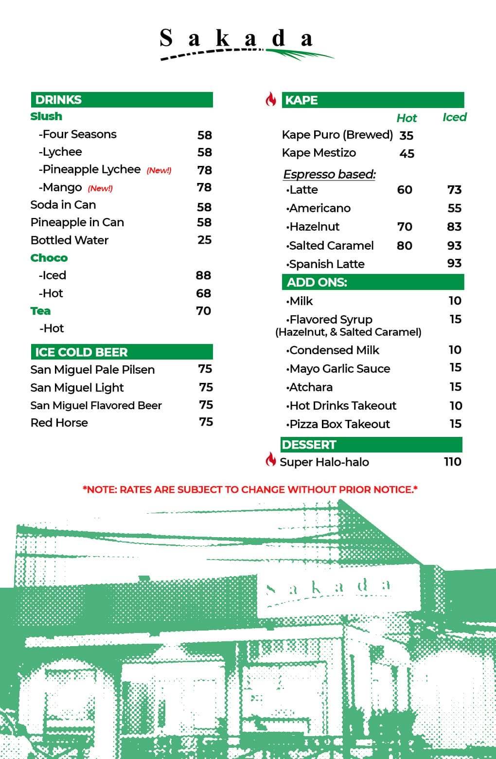 Menu at Cafe Sakada Silay, Silay City