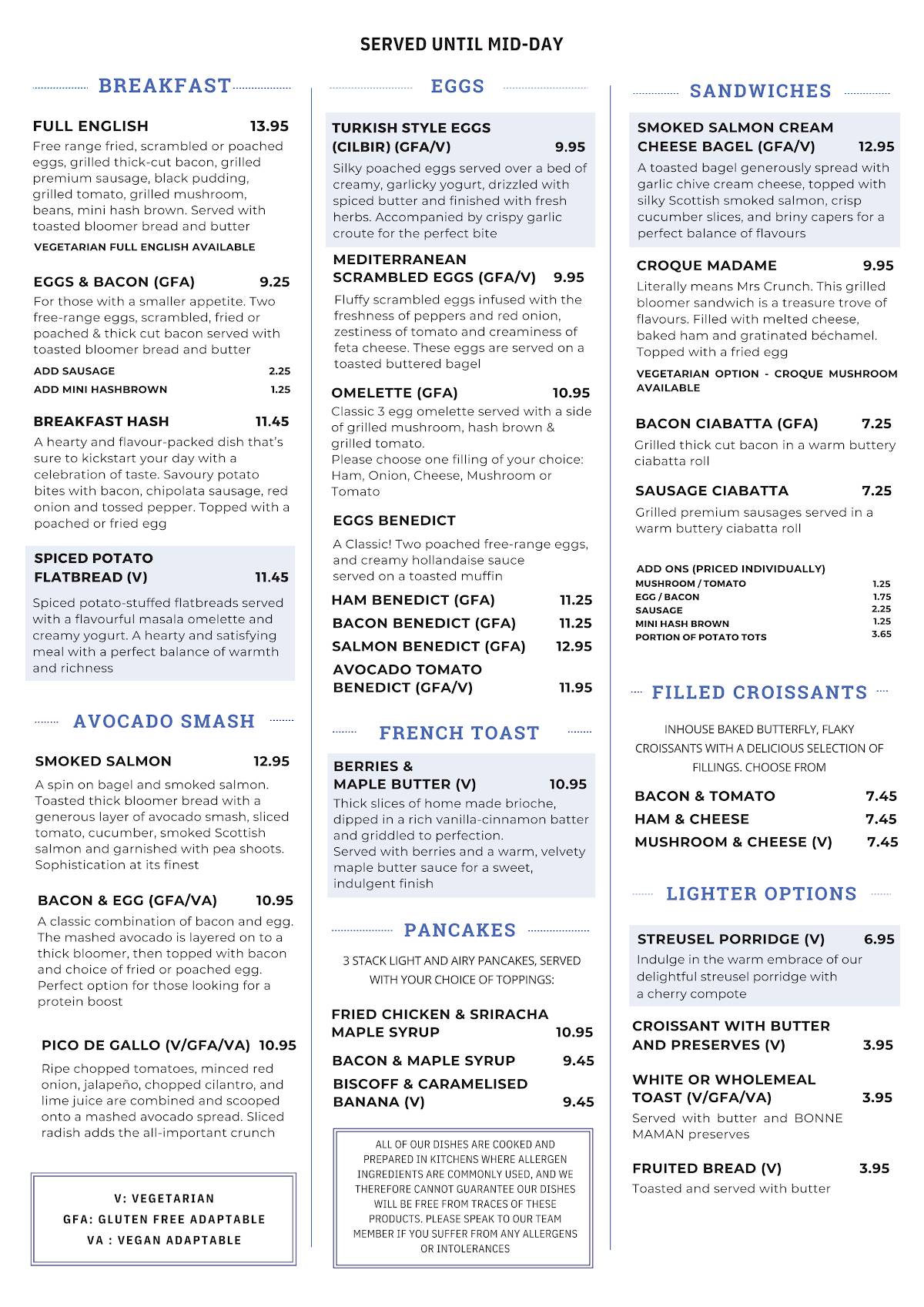 Menu at Cafe Vie The Bistro, Wakefield