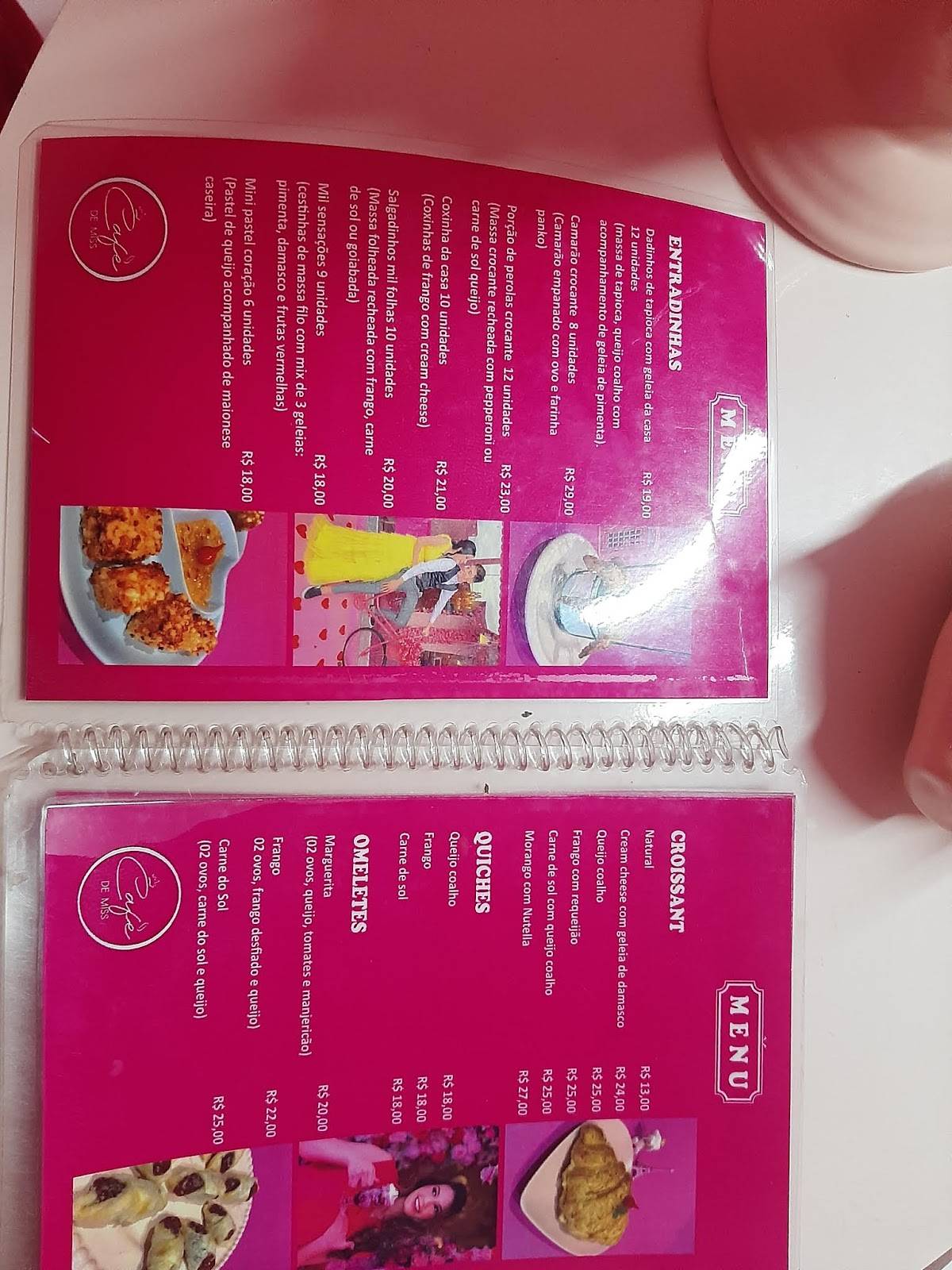Menu em Café de Miss, Fortaleza