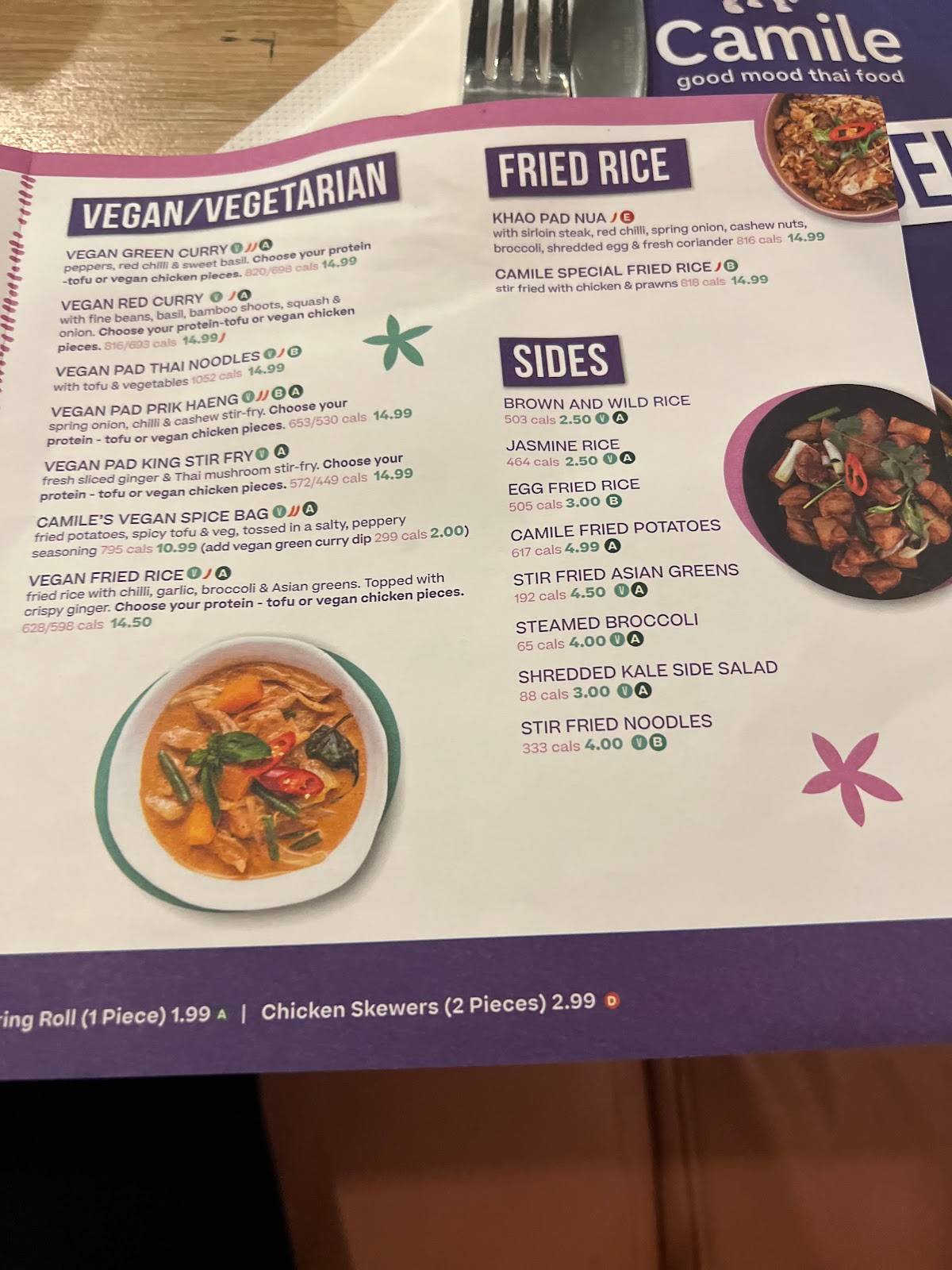 Menu at Camile Ashbourne restaurant, Ashbourne
