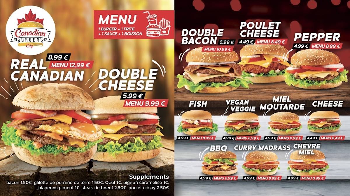 Speisekarte von Canadian burgers and pizza SPA, Spa