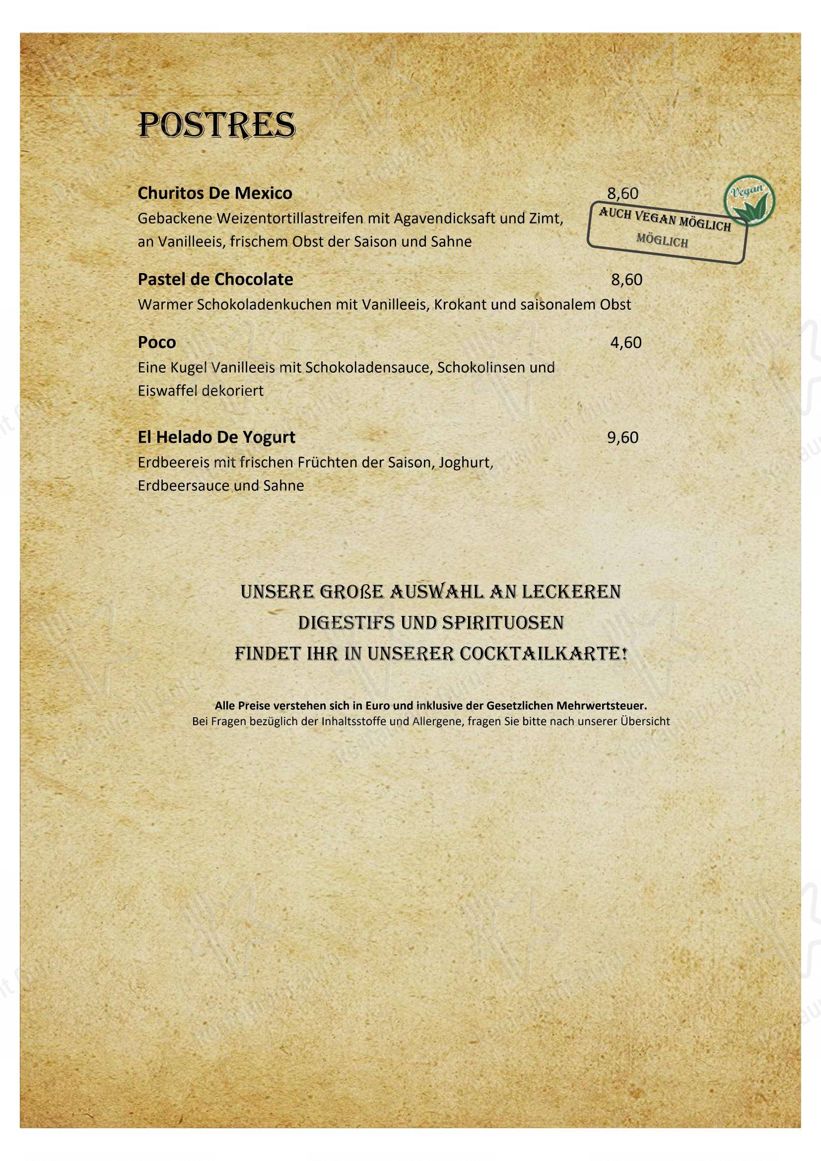 Speisekarte von Cantina Charlotta restaurant, Kaufering