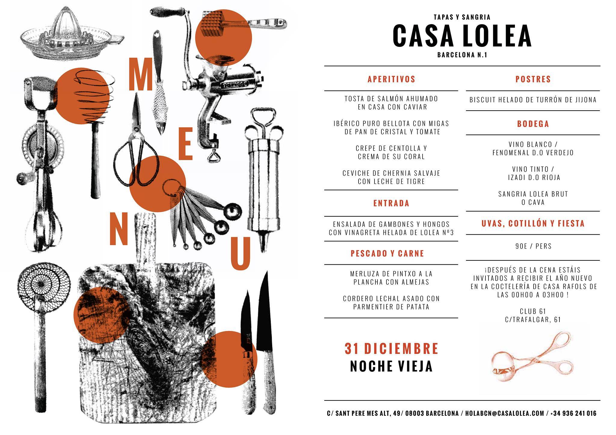 Menu at Casa Lolea Barcelona, Barcelona, C/ de Sant Pere Més Alt
