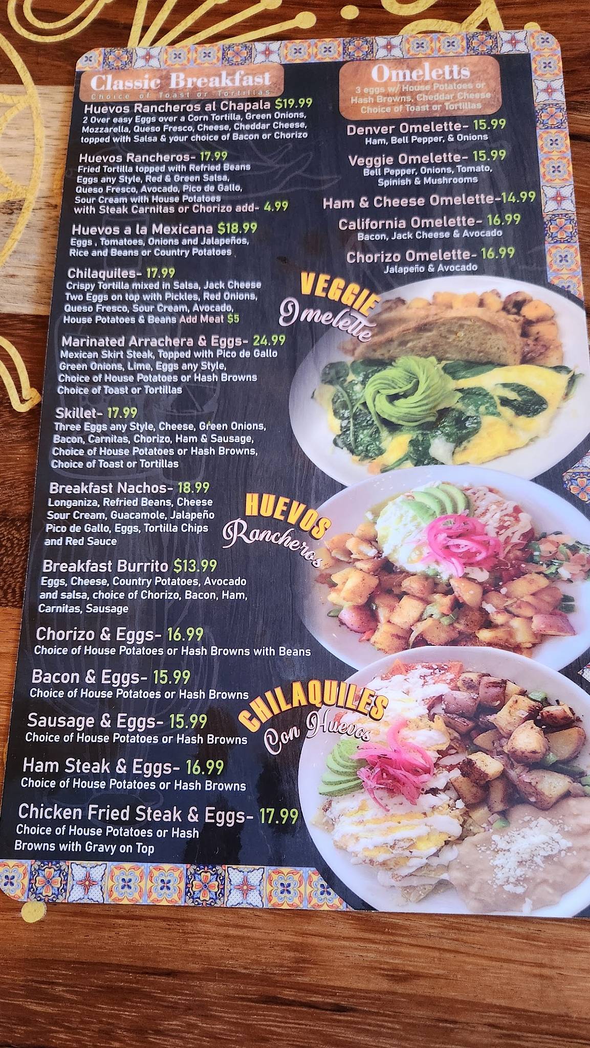 Menu at Chapala Mexican Restaurant, Morgan Hill