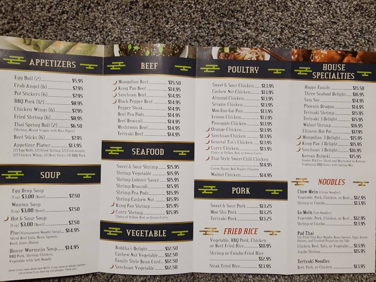 Menu at Chau Kitchen restaurant, Billings