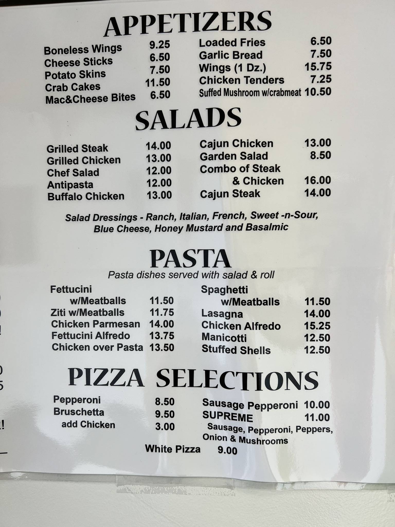 Menu at Chef Ray's Cafe, East Liverpool