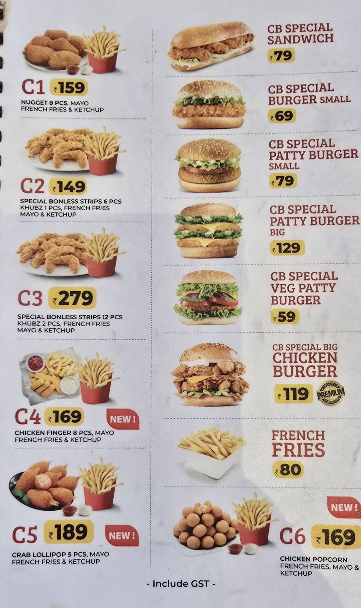 Menu at Chick buck, Puthanathani