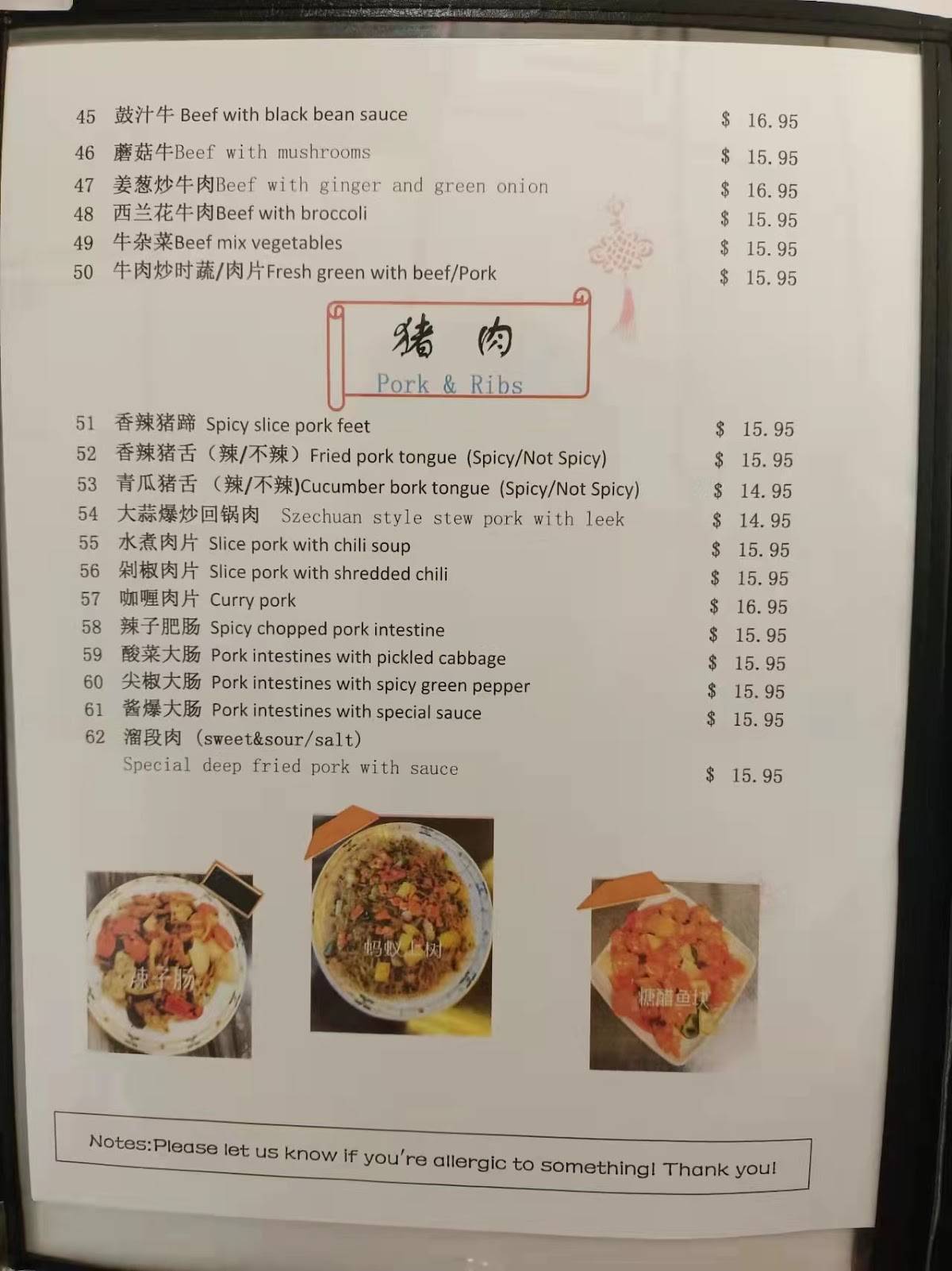 Menu at Chinese Lantern Restaurant红灯笼中餐厅, Regina