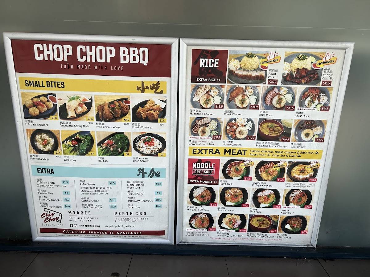 Menu at Chop Chop BBQ, Perth