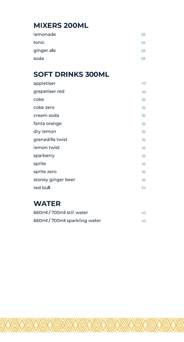 Menu at Cielo Restaurant, Benoni