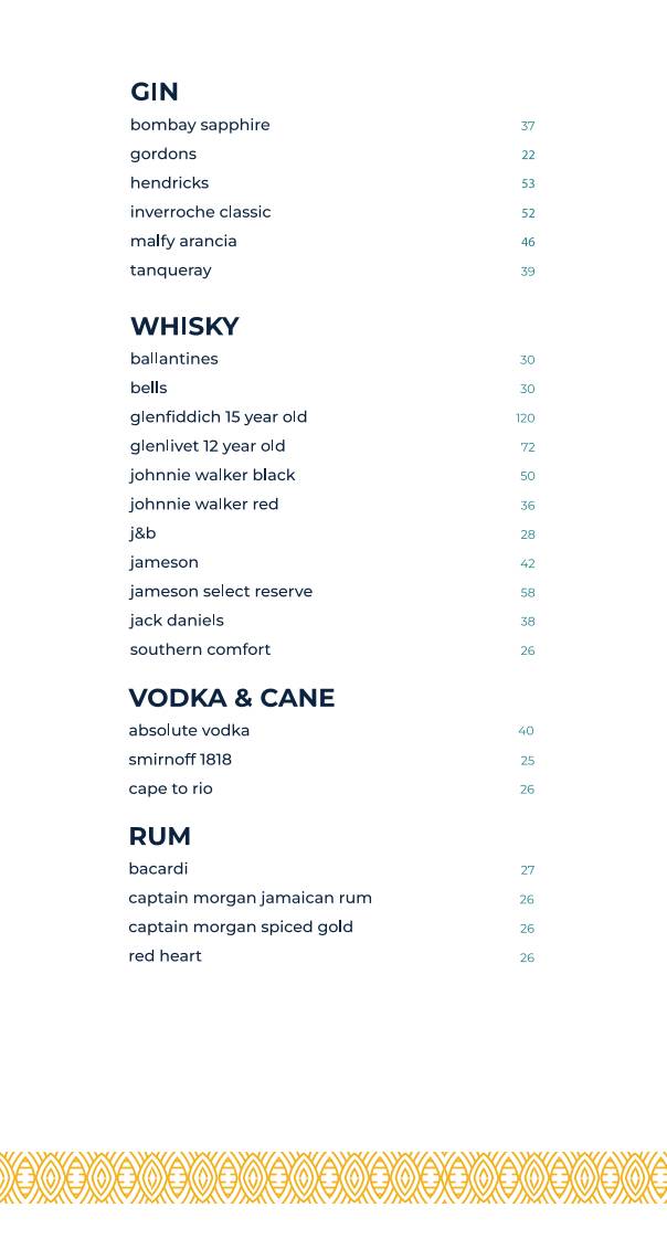 Menu at Cielo Restaurant, Benoni