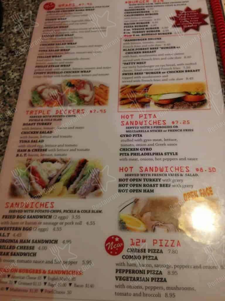 Menu at City View Diner restaurant, Allentown