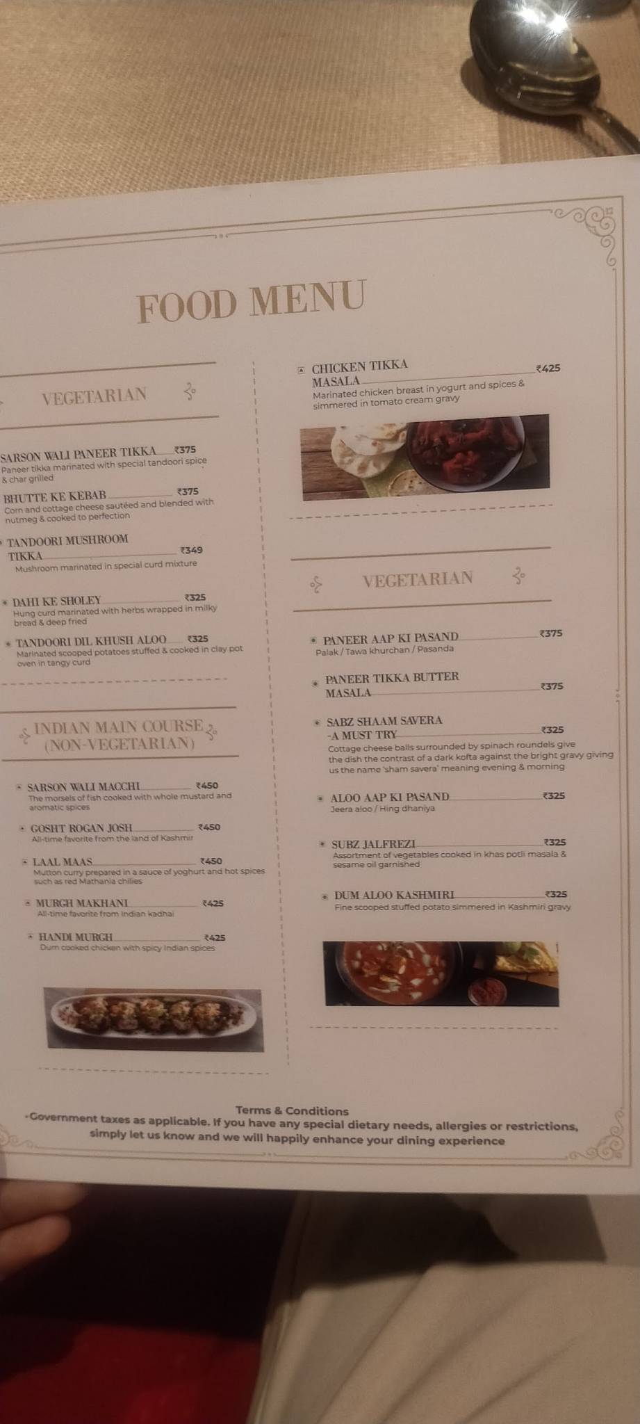 Menu at Clove House, Ajmer