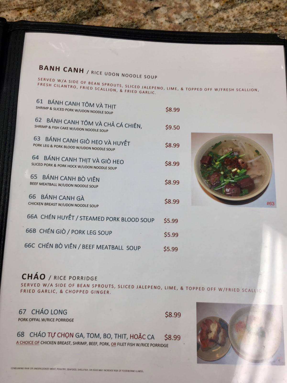 Menu at Com Tam Thuan Kieu Restaurant, Tucson