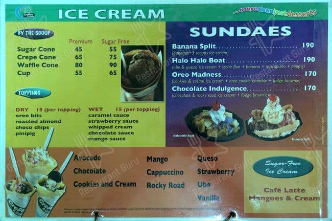 Menu at Crepes & Cream desserts, Cebu City, ayala center cebu