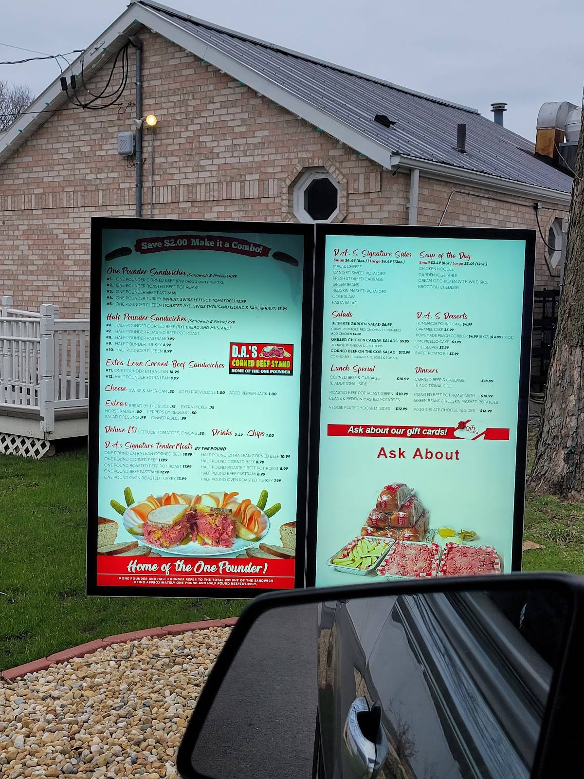 Menu at D.A.'s Corned Beef Stand restaurant, Oak Forest