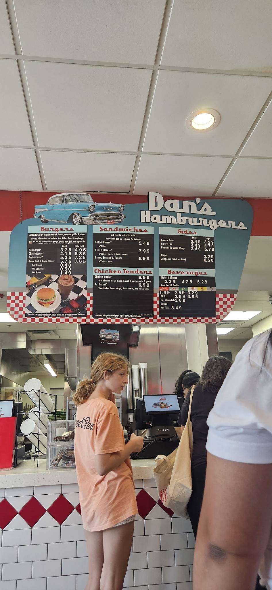 Menu at Dan's Hamburgers restaurant, Austin, Menchaca Rd