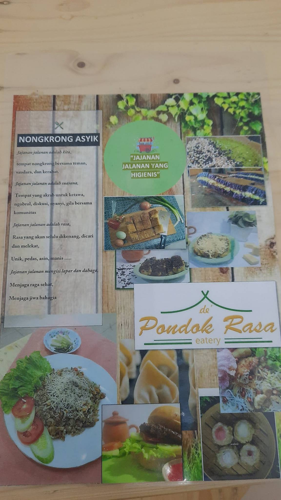 Menu at De' Pondok Rasa restaurant, Indonesia