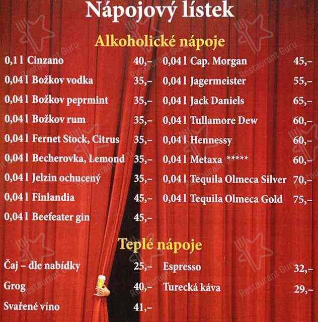 Menu at Dělnický dům Brno-Židenice restaurant, Brno, Jamborova 3323