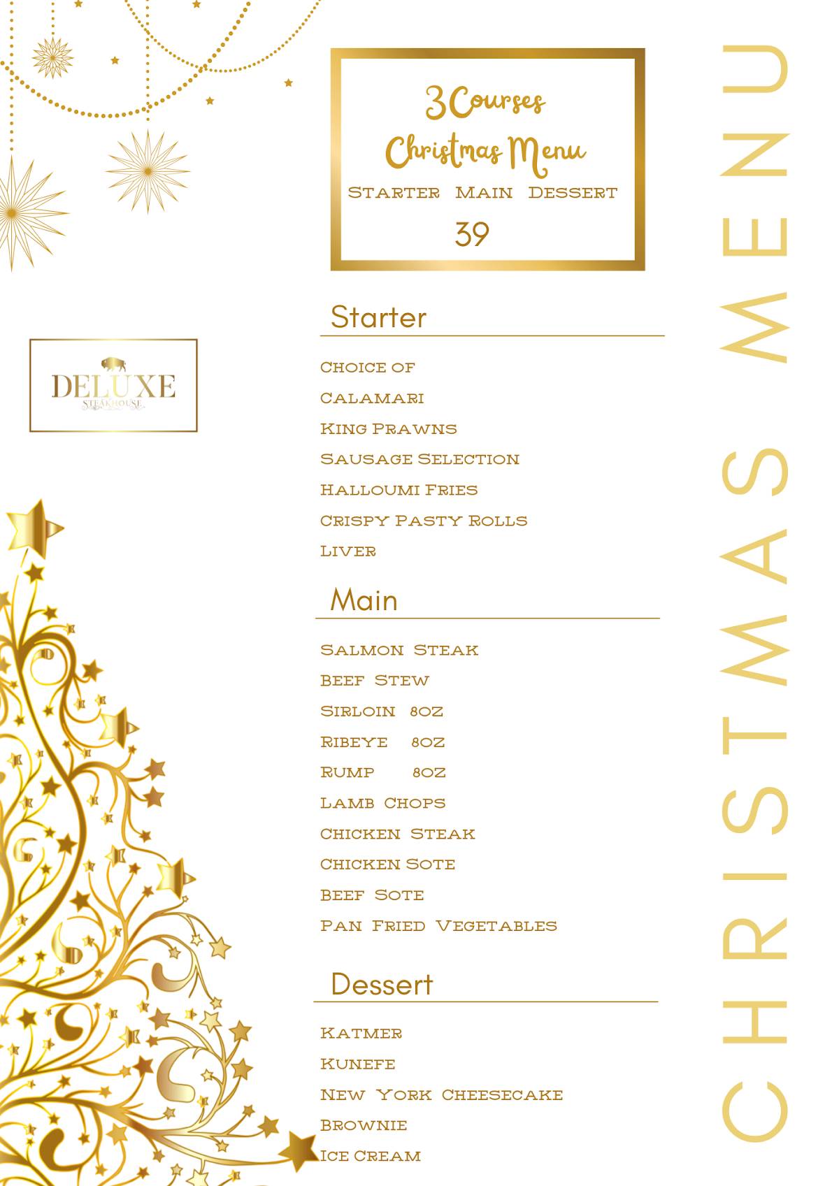Menu at Deluxe Steakhouse Bideford, Bideford
