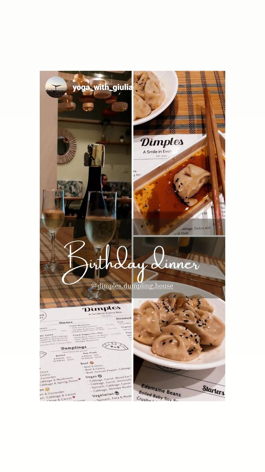 Speisekarte von Dimples Dumpling House - Express restaurant, Kapstadt ...