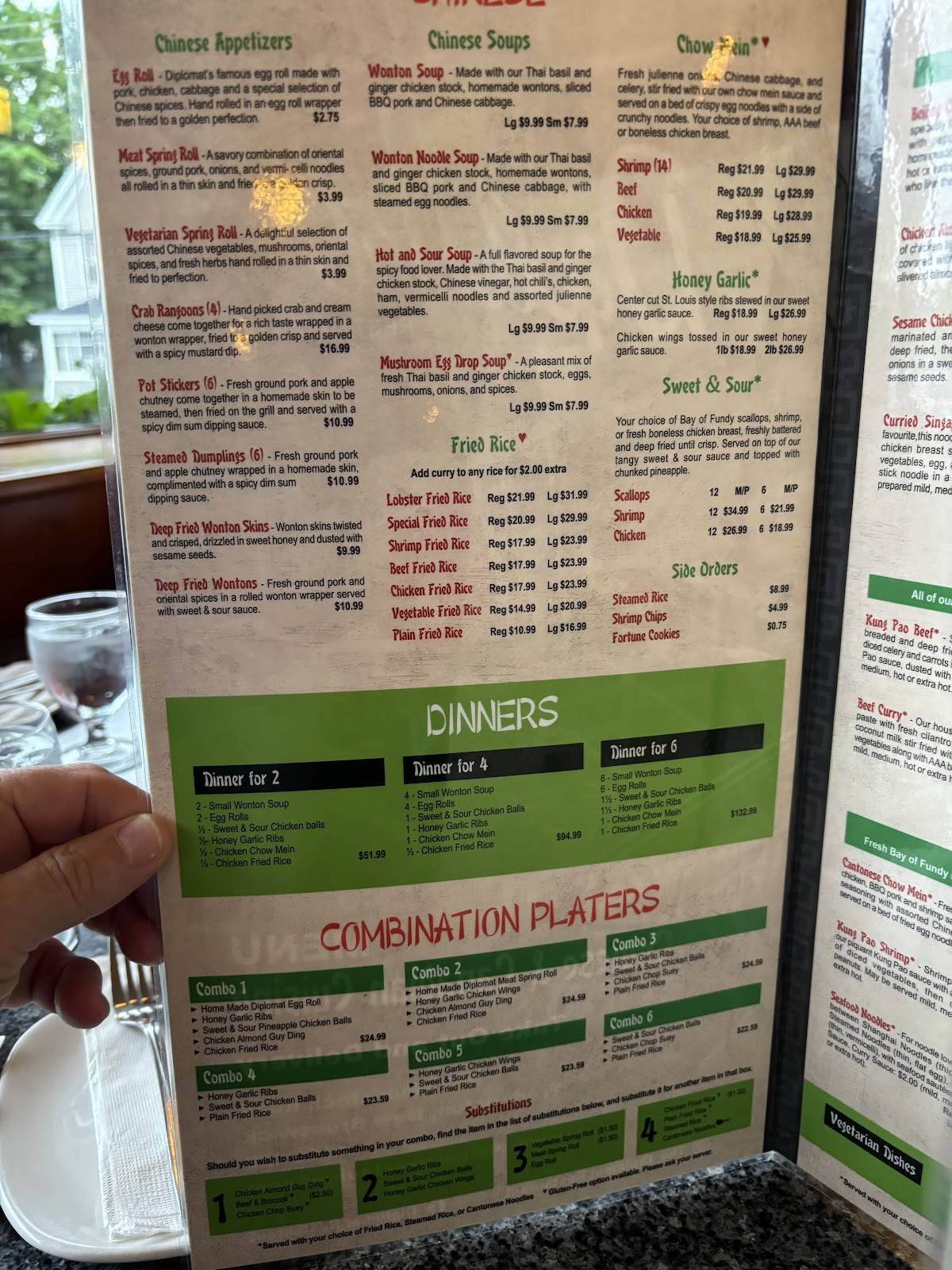 Menu at Diplomat Restaurant, Fredericton