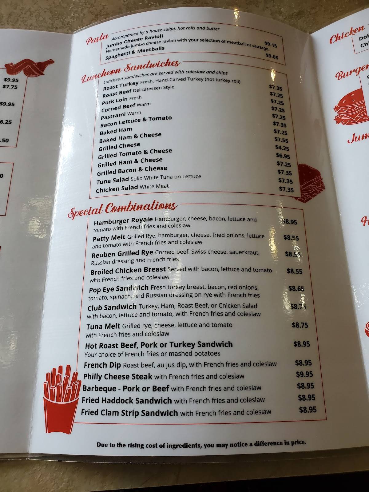 Menu at Dobb's Country Kitchen restaurant, Hallstead