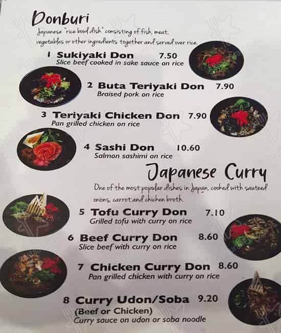 Menu at Don Don Footscray restaurant, Footscray