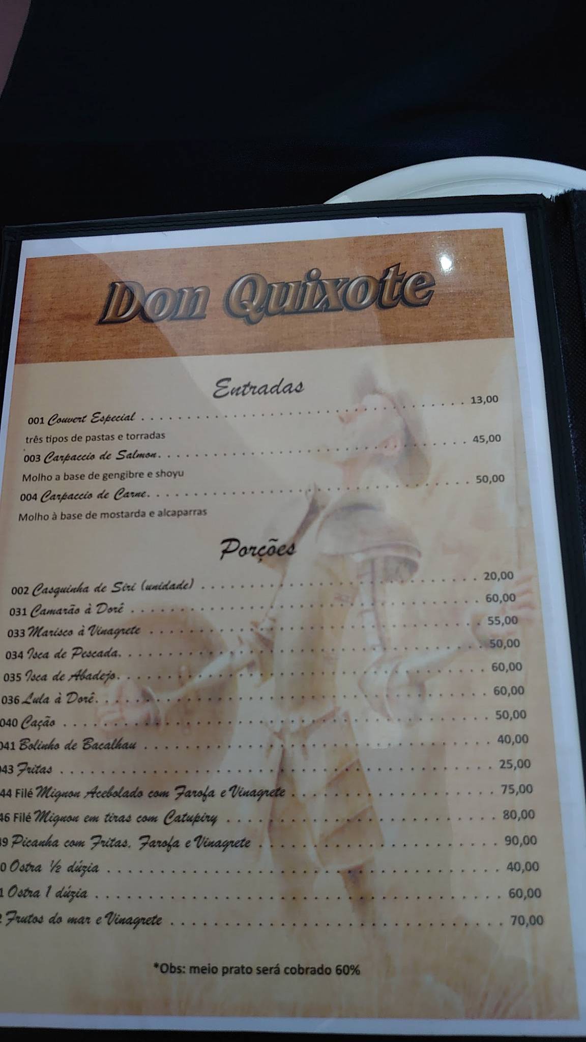 Carta del restaurante Don Quixote - Frutos do Mar, Caraguatatuba, Av ...