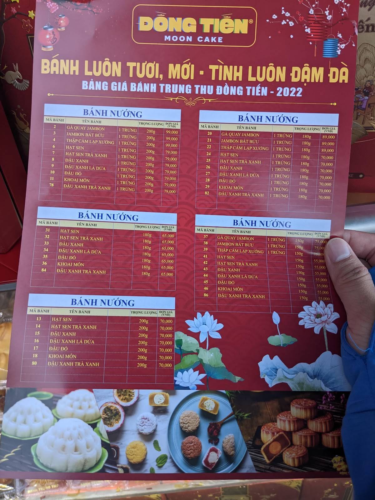 Menu at Đồng Tiến Bakery, Da Nang, 575 Điện Biên Phủ
