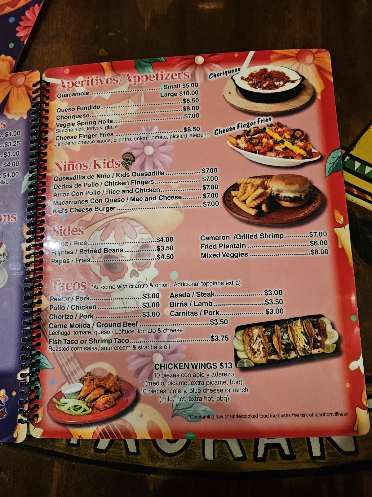 Menu at Dos Sabores Restaurant, Estero