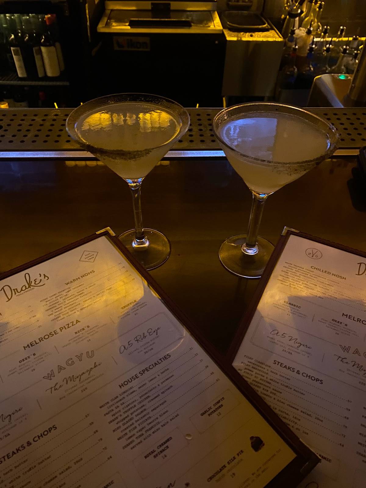 Menu at Drake's Hollywood restaurant, Dallas