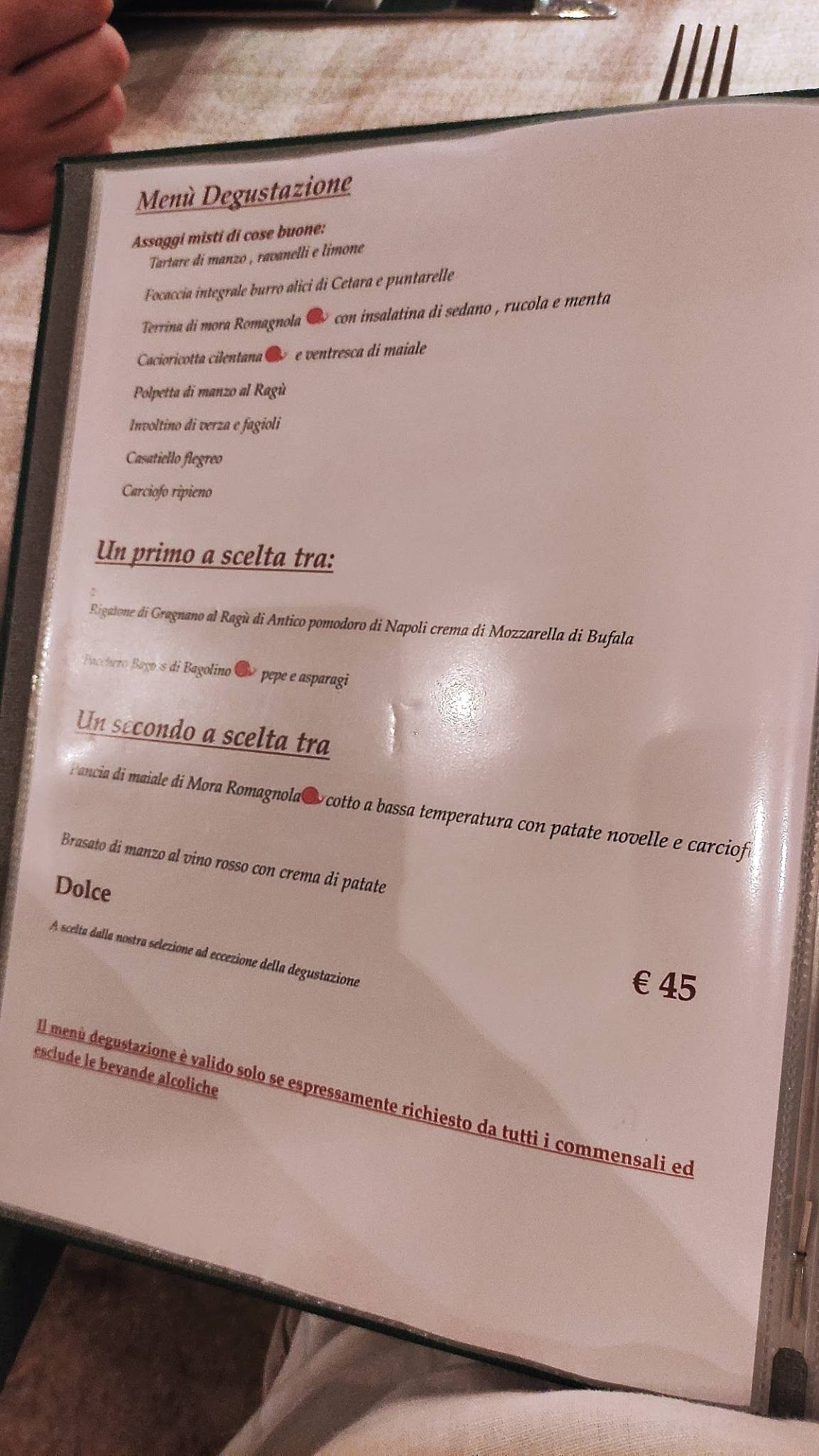 Menu at ESPERIA Osteria Flegrea restaurant, Monte di Procida