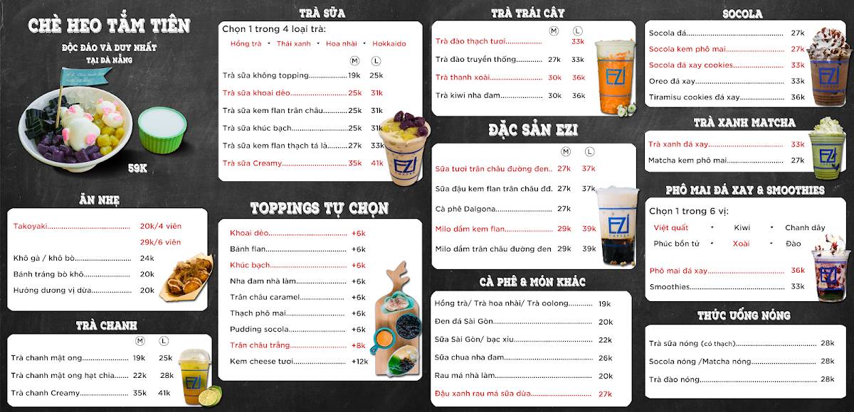 Menu at EZI Coffee & Tea - 388 Đống Đa - Open 24/7, Da Nang, 388 Đống Đa