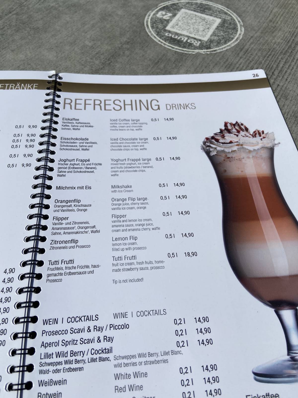 Menu at Eis café Ra Luna cafe, Düsseldorf