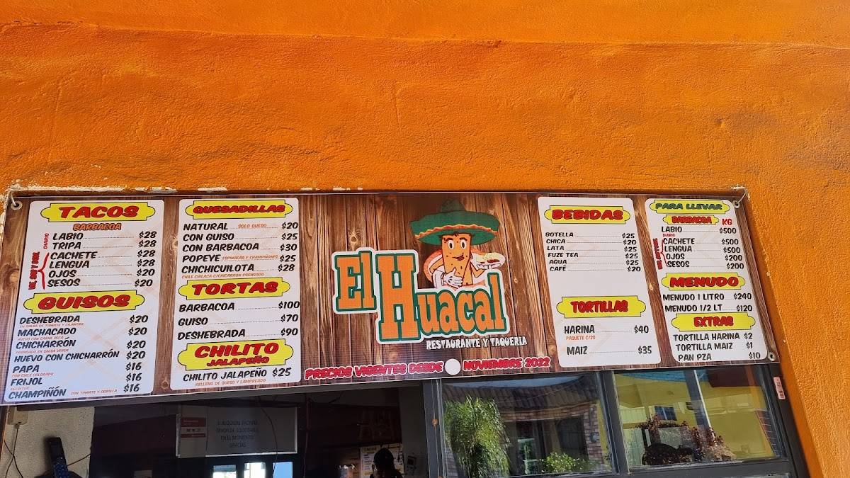 Carta del restaurante El Huacal, Saltillo