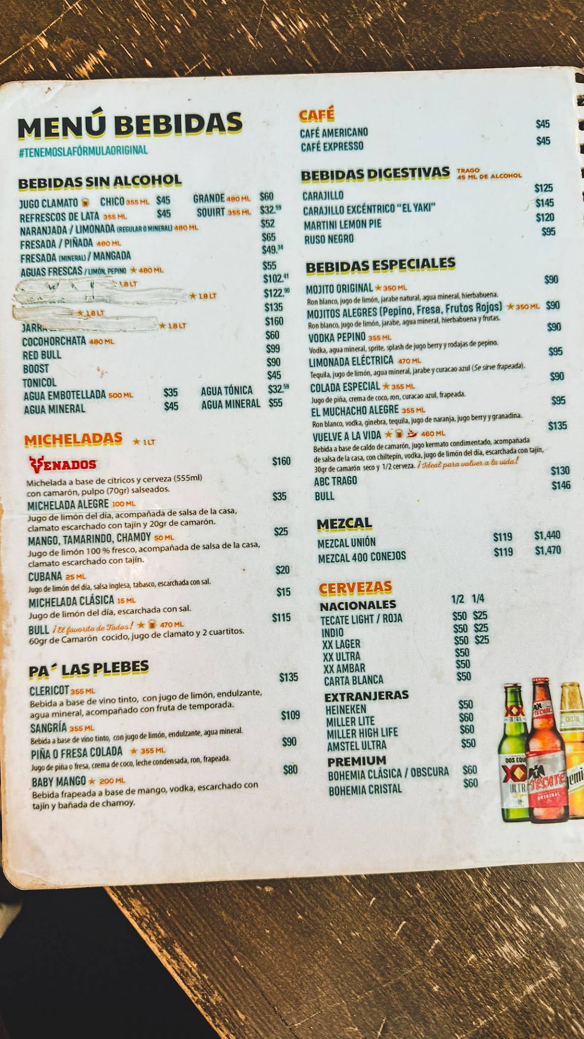 Carta del restaurante El Muchacho Alegre, Ciudad Juarez