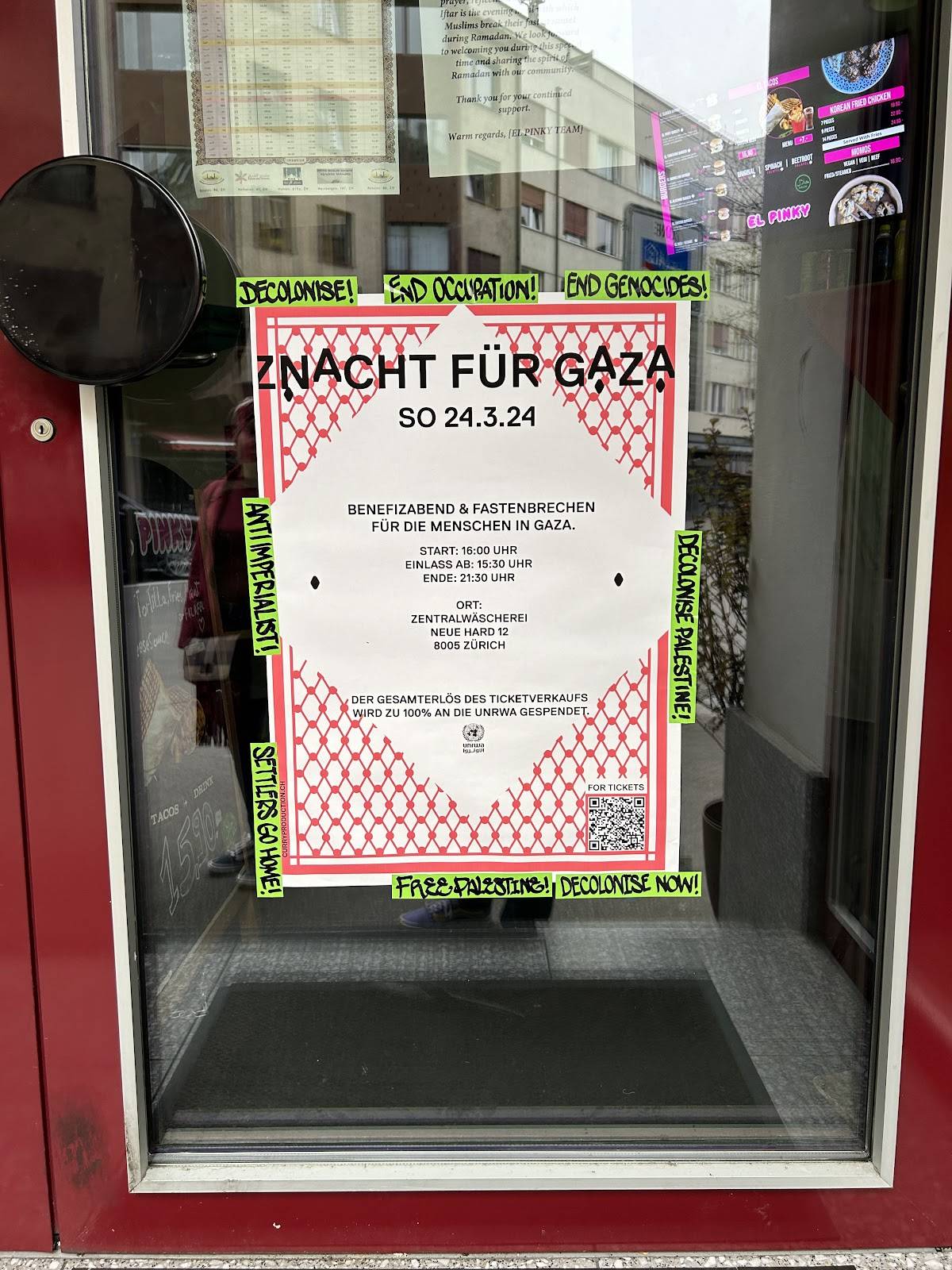 Menu at El Pinky, Zürich