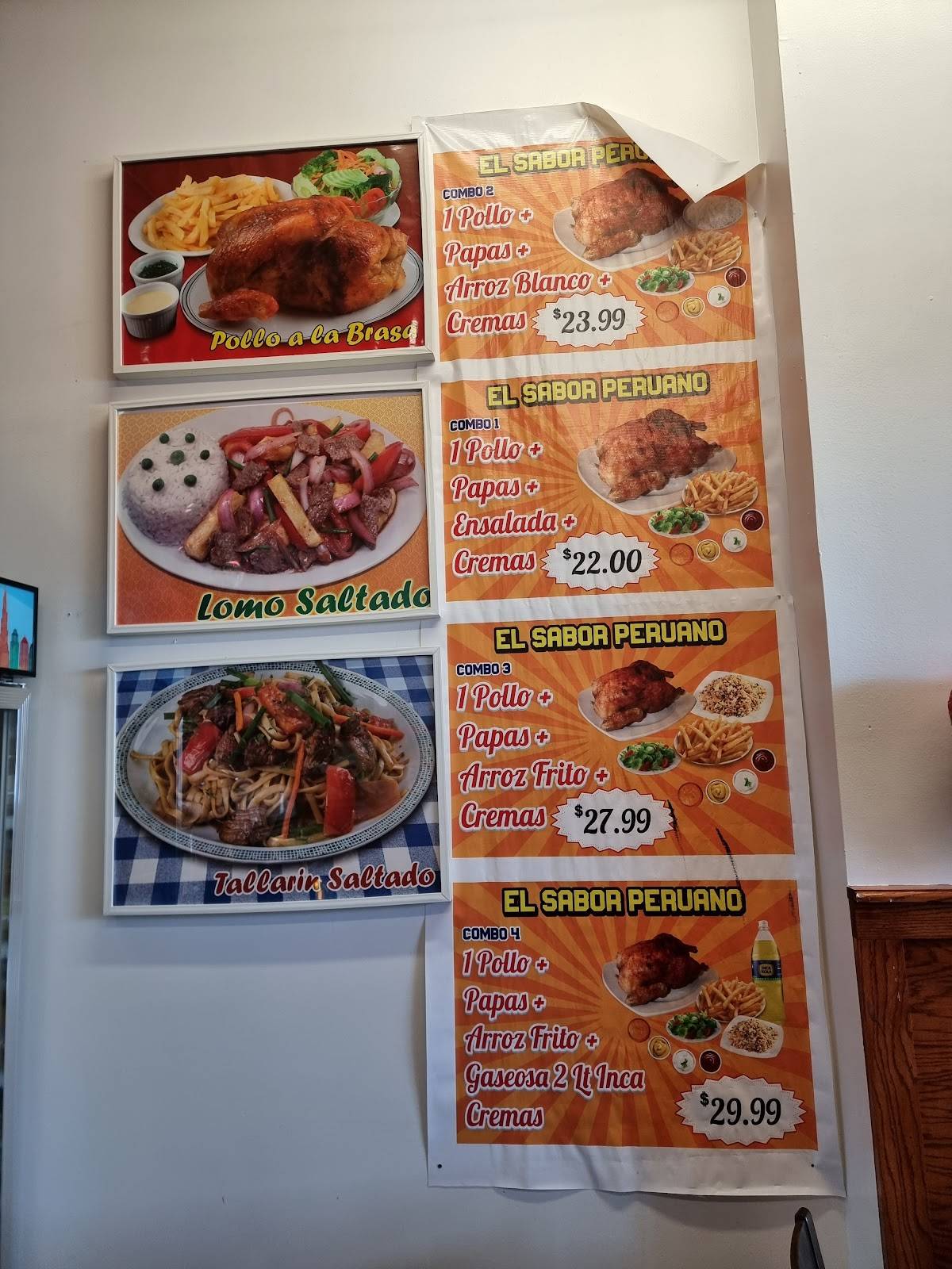 Carta del restaurante El Sabor Peruano, Bayonne