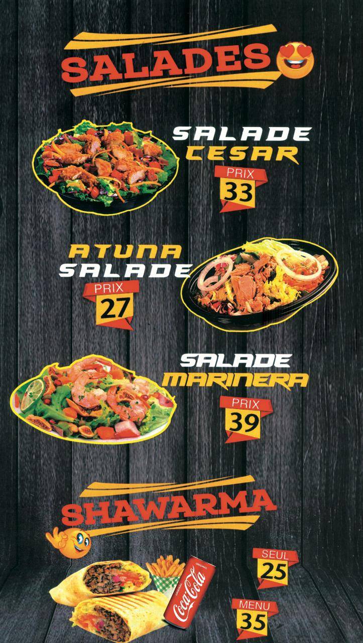 Menu au Restaurant Emoji, Tanger