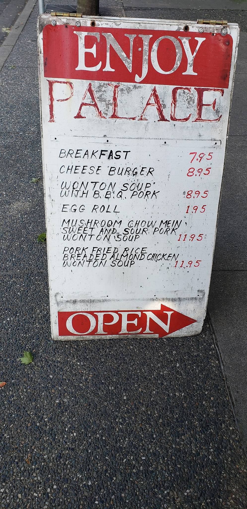 Menu at Enjoy Palace Restaurant, Maple Ridge