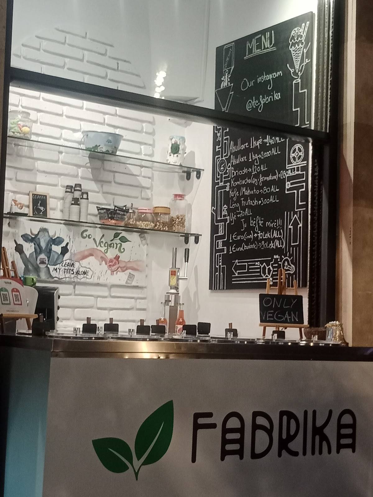 Menu at FABRIKA, Tirana