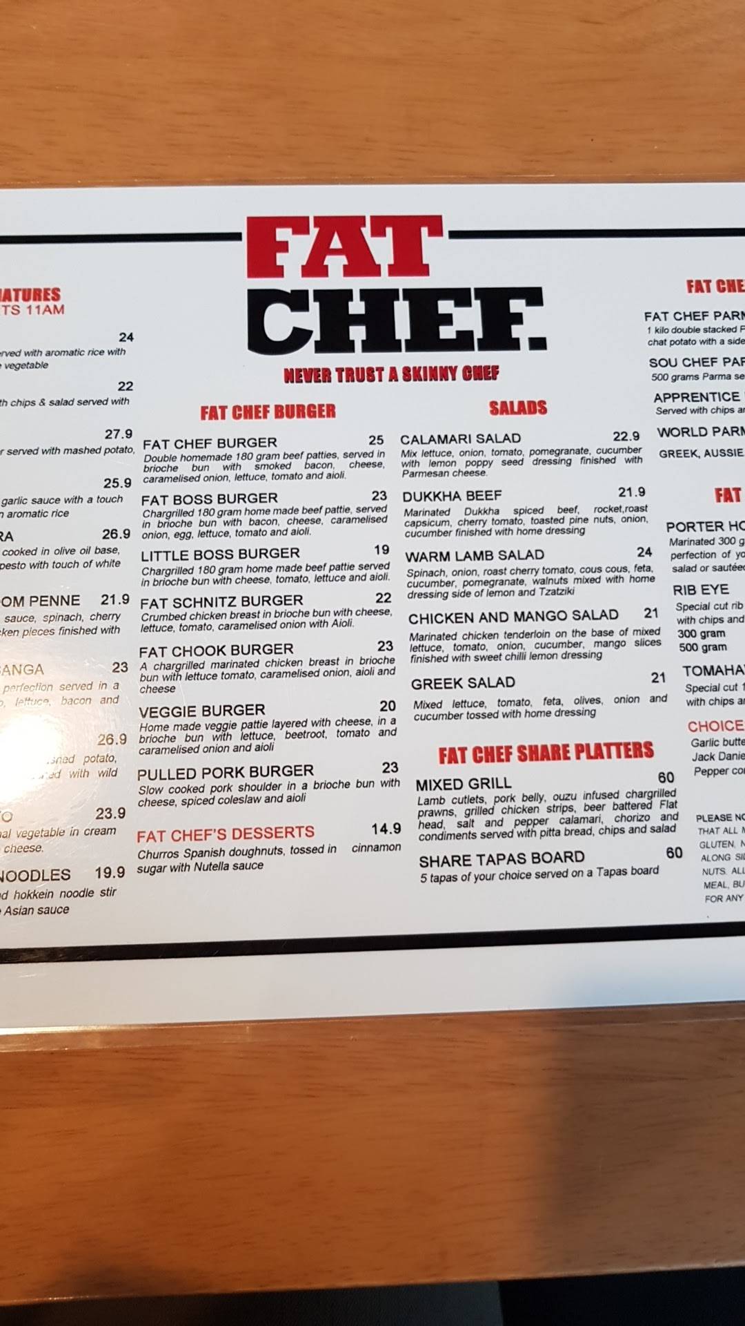 Menu at FAT CHEF Carrum Downs restaurant, Carrum Downs, Frankston ...