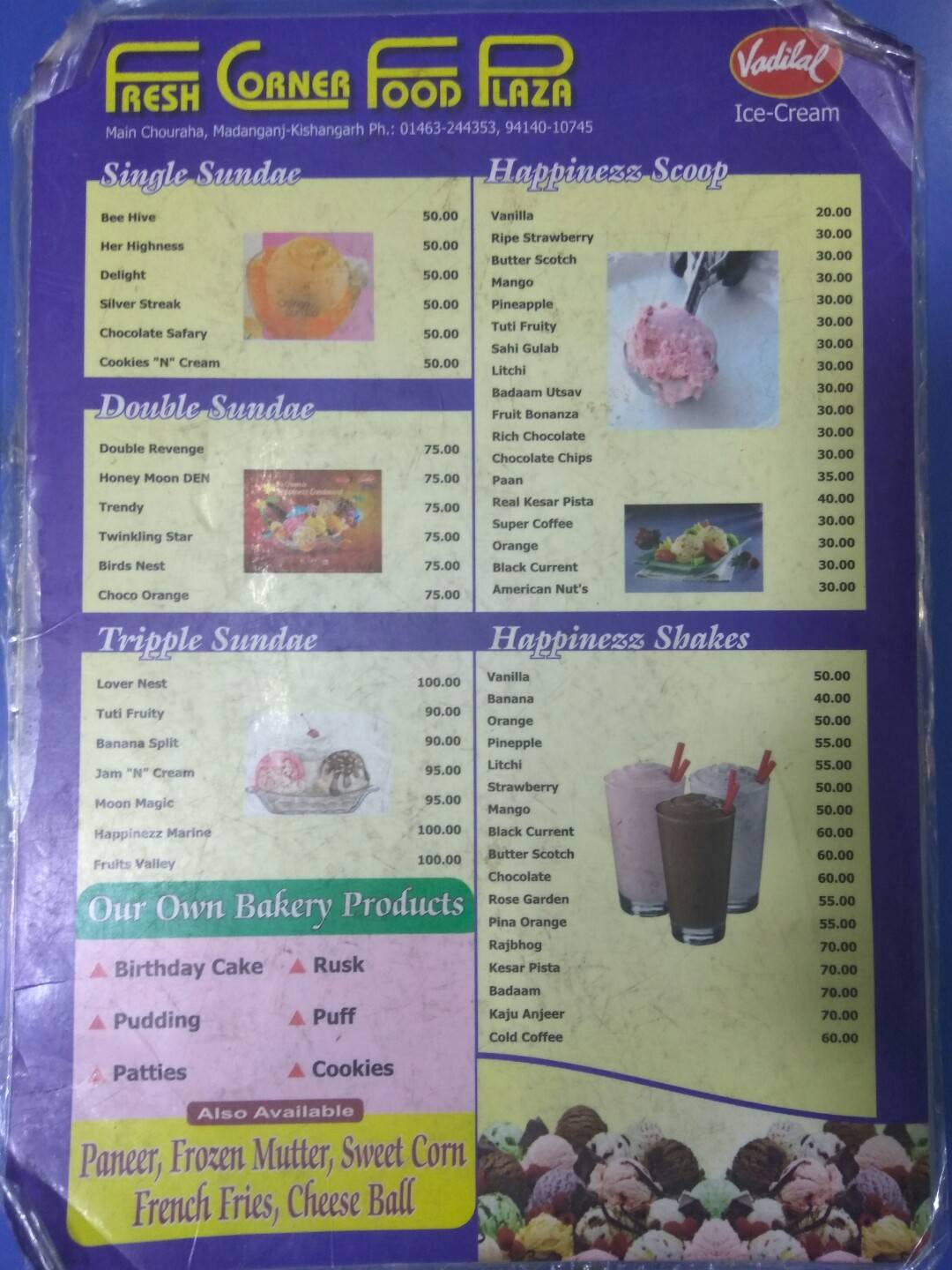 Menu at FRESH CORNER, Kishangarh