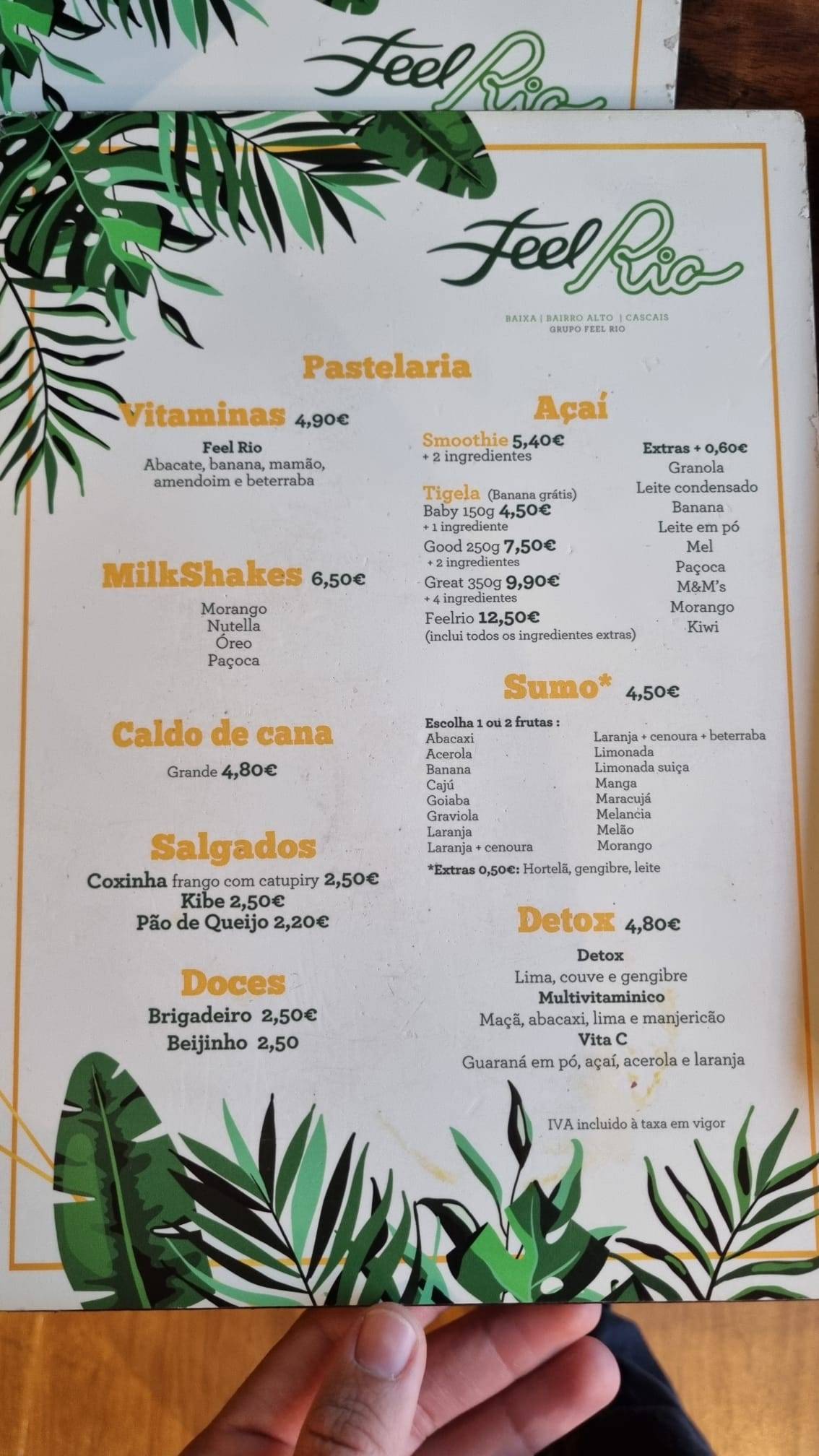 Menu em Feel Rio restaurante, Cascais
