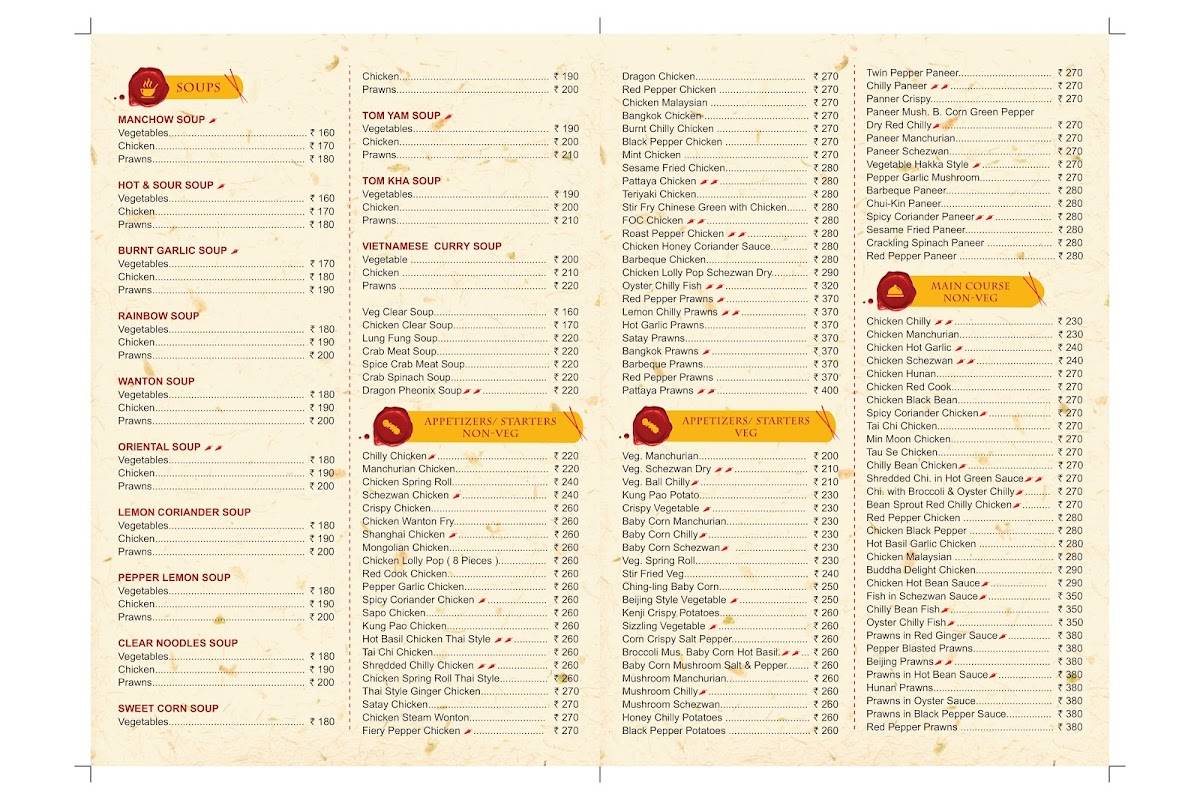 Menu at Flavours Of China, Borivali, Mumbai