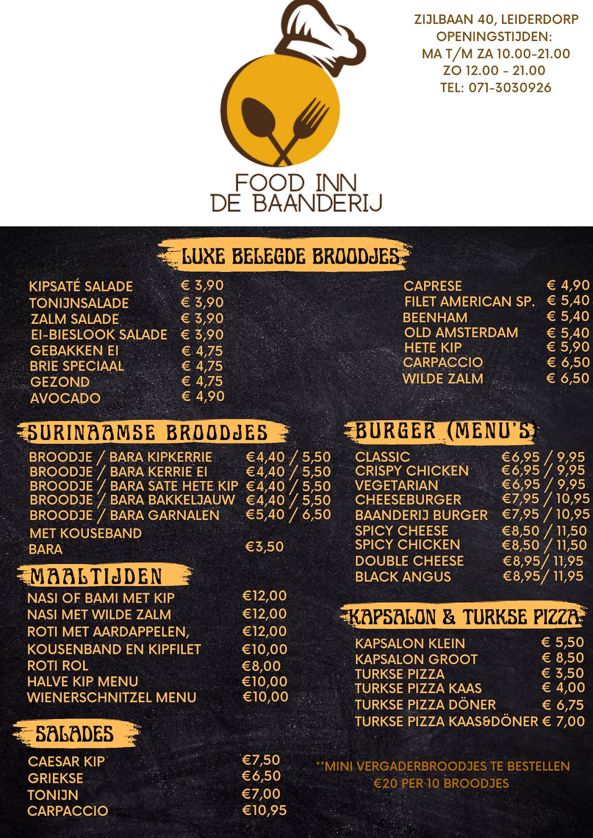Menu at Food Inn, Leiderdorp